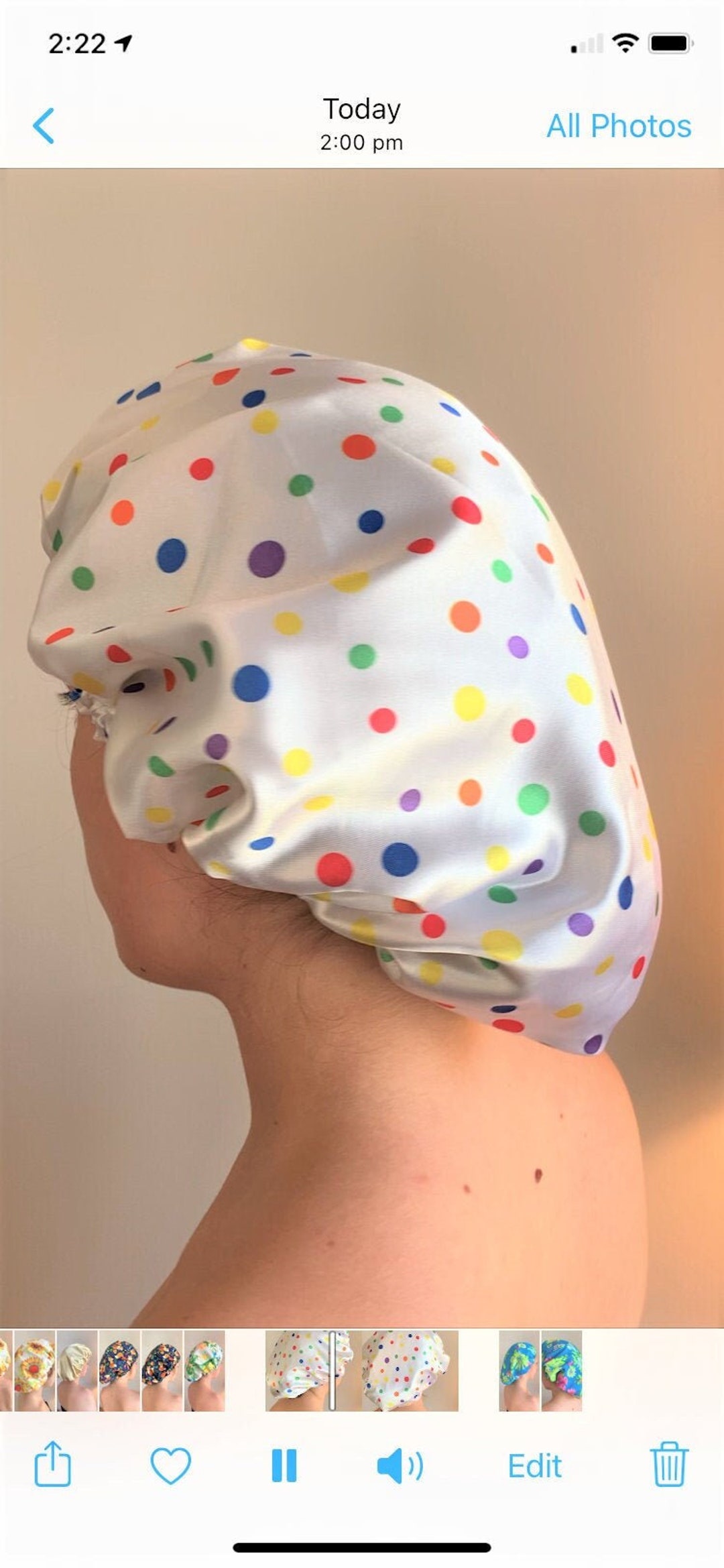 White Satin Shower Cap: Waterproof Spotty Bath & Hair Treatment Cap - Etsy