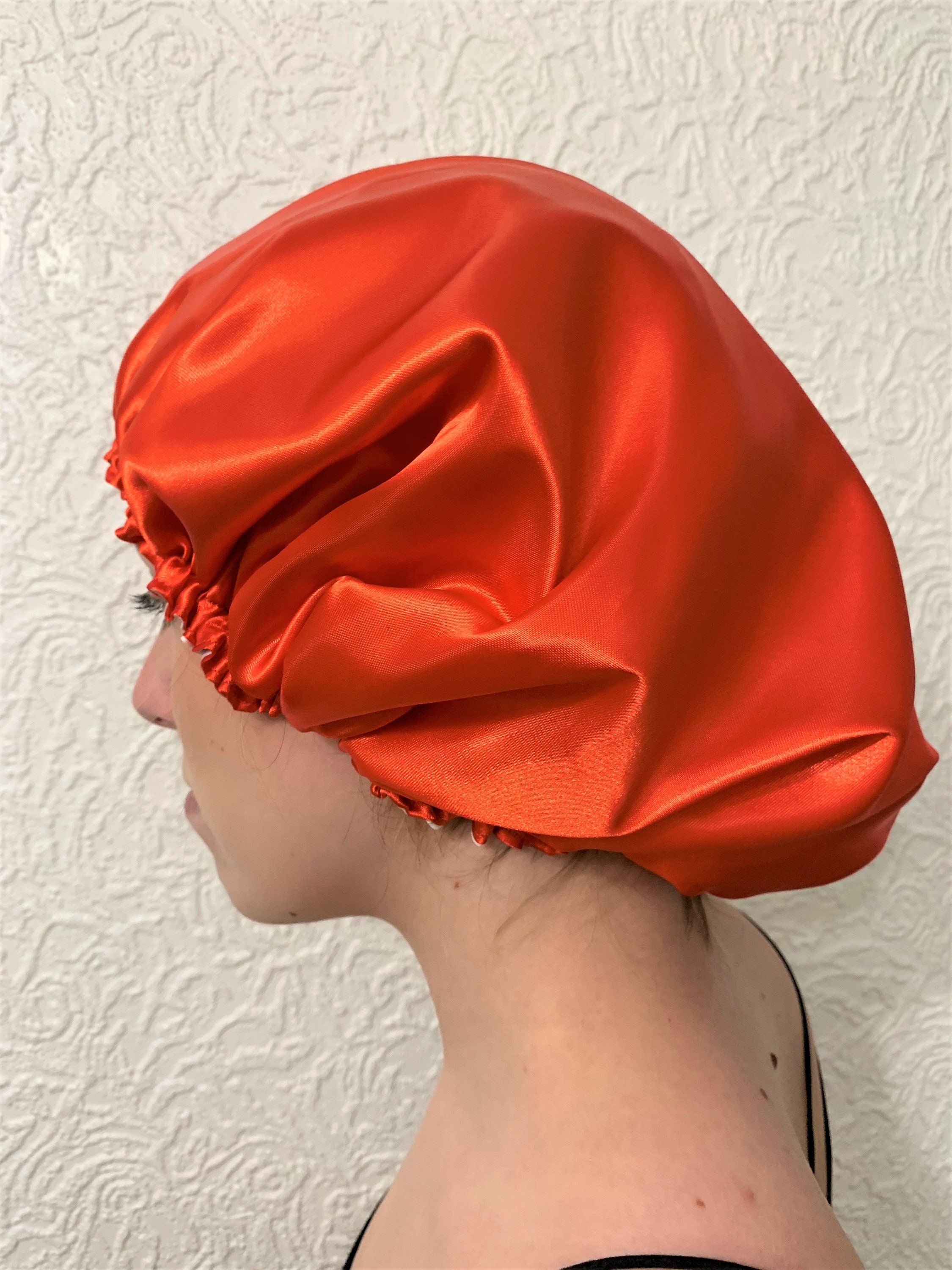 Red Shower Cap Waterproof Shower Cap Satin Bath Cap Shower | Etsy