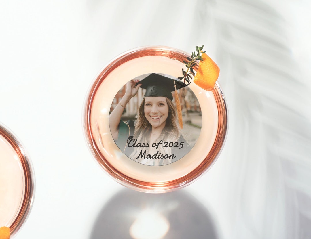 Custom Graduation Photo Edible Drink Toppers Grad Party Favors ...