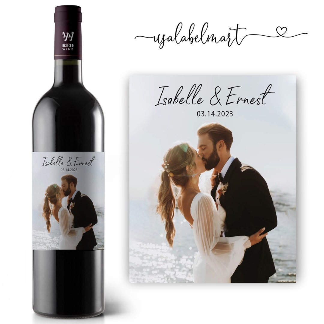 Personalized Engagement Photo Wine Label, Wedding Gift, Engagement Gift ...