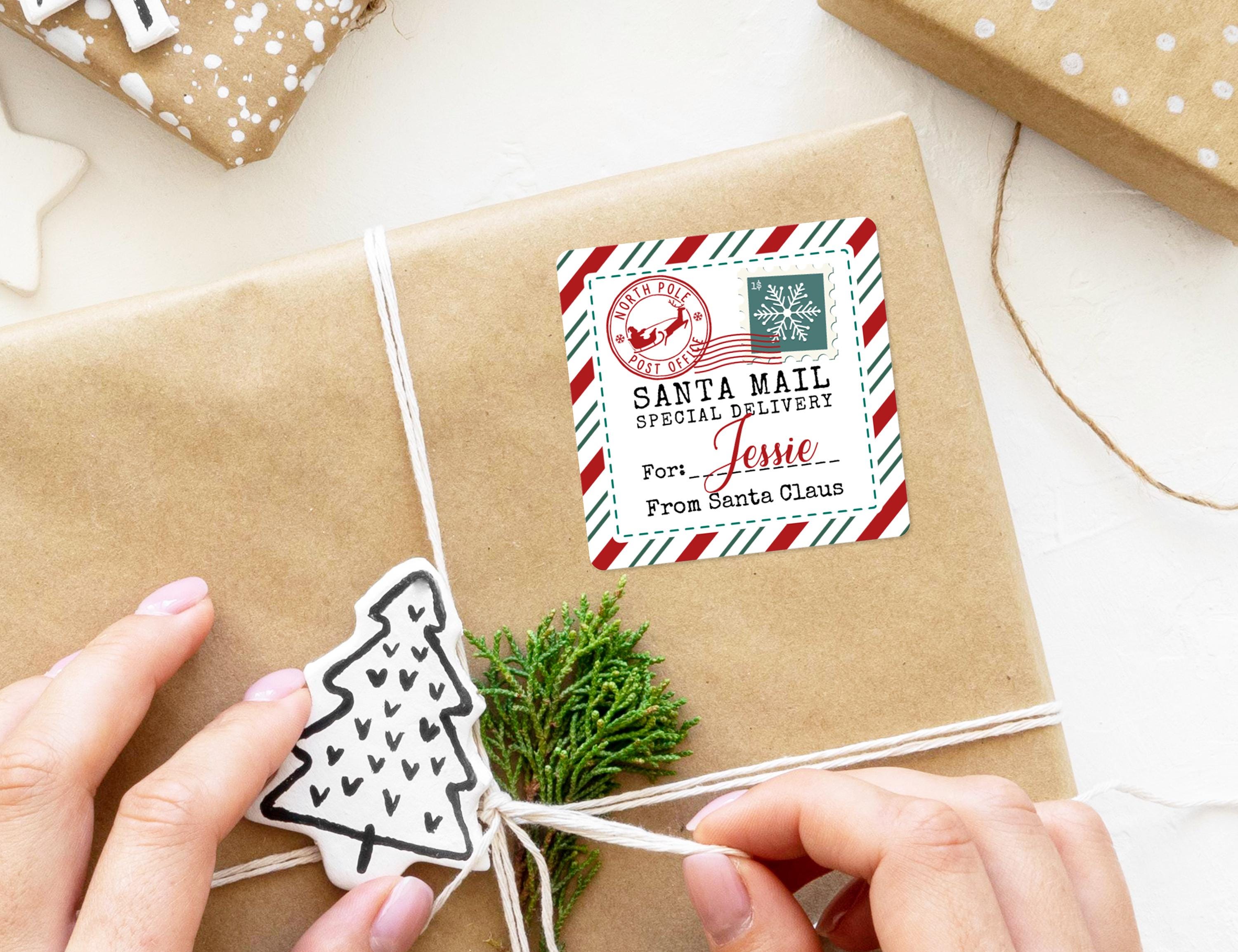 10 X Santa Gift Tags Labels From Santa Stickers Personalized Christmas ...