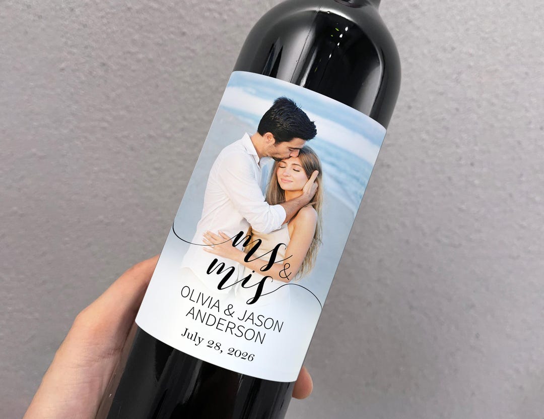 Wedding Wine Bottle Labels for the Bride and Groom/custom Photo Wine ...