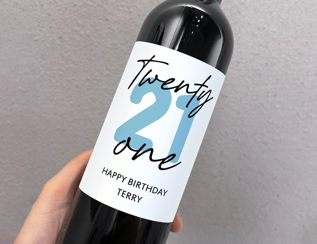 Custom 21st Wine Bottle Label 21st Birthday Gift for Him Alcohol 21st ...