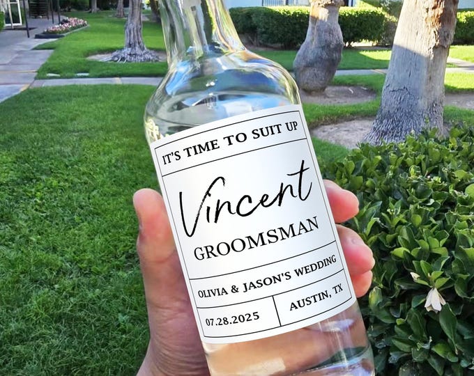 Groomsmen Proposal Label, Custom Groomsman Whiskey Proposal Gift Box ...