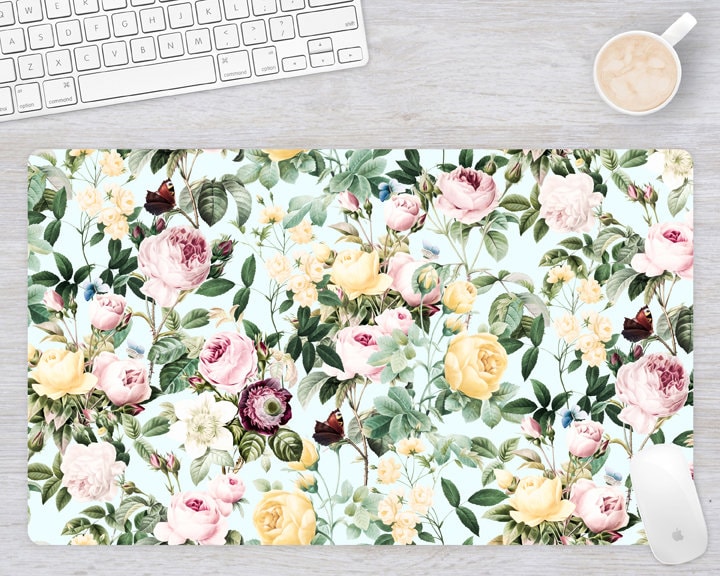 Floral Extra Large Desk Mat, Flower Desk, Desk Pad for Office and Home ...