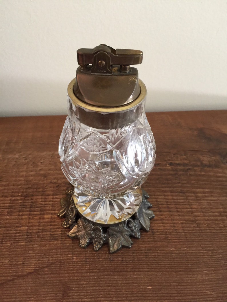 Midcentury Crystal Cut Glass Table Lighter Beautiful | Etsy