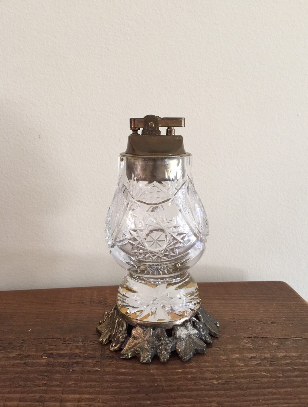 Midcentury Crystal Cut Glass Table Lighter - Beautiful! - Etsy