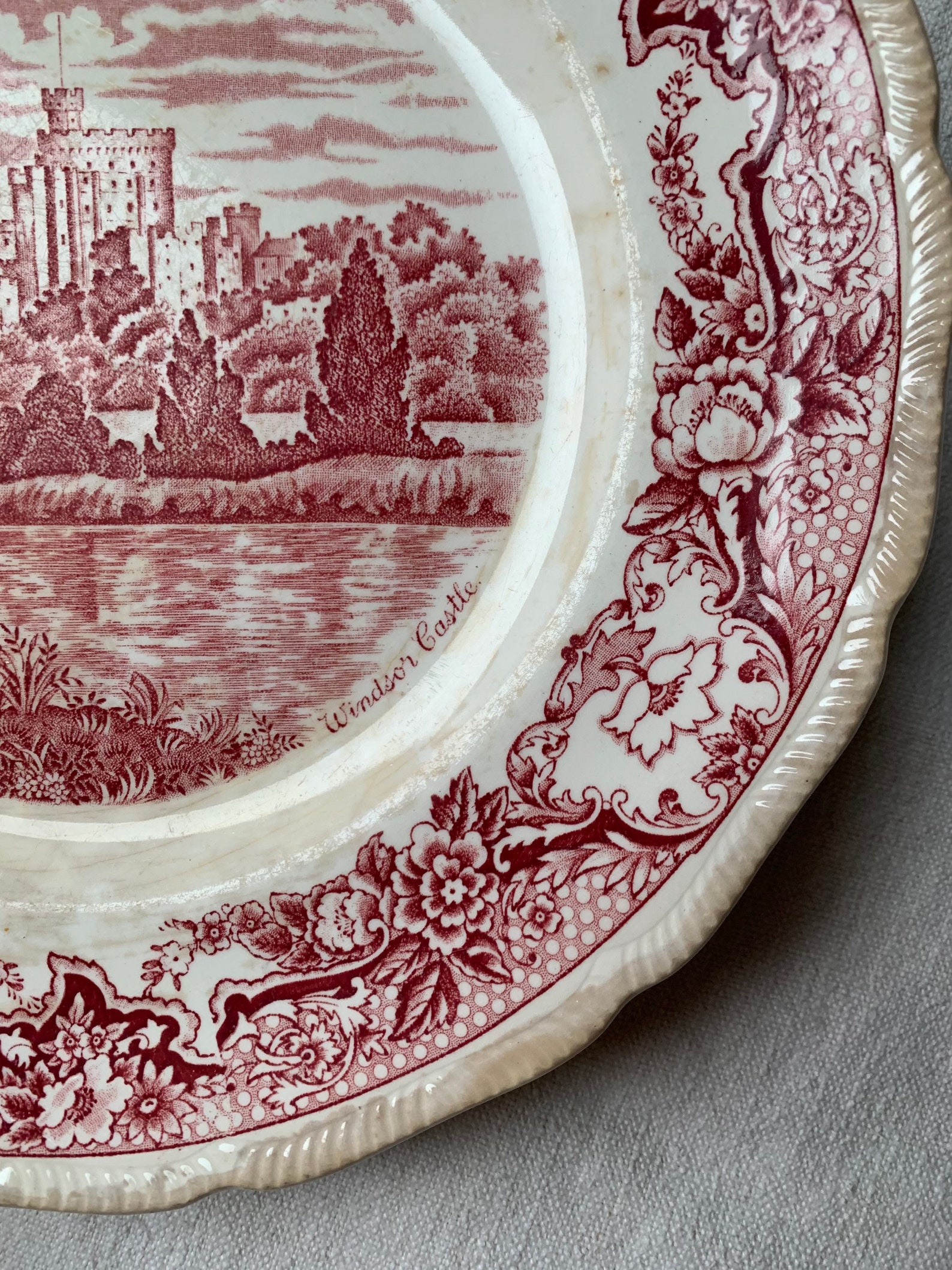 Windsor Castle Red Transferware Plate | Etsy