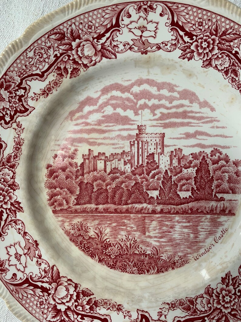 Windsor Castle Red Transferware Plate - Etsy