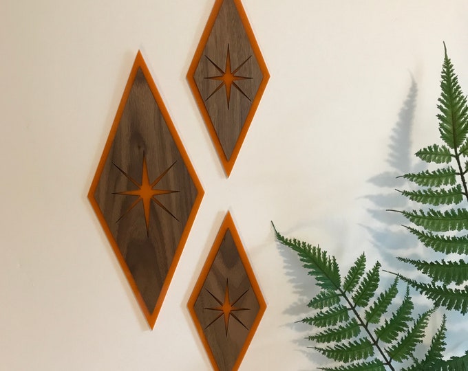 MCM Diamonds Wall Decor Set orange, Mid-century Modern, MCM, Mid ...