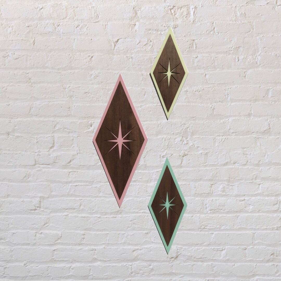 MCM Diamonds Wall Decor Set pastels, Mid-century Modern, Mcm, Mid ...