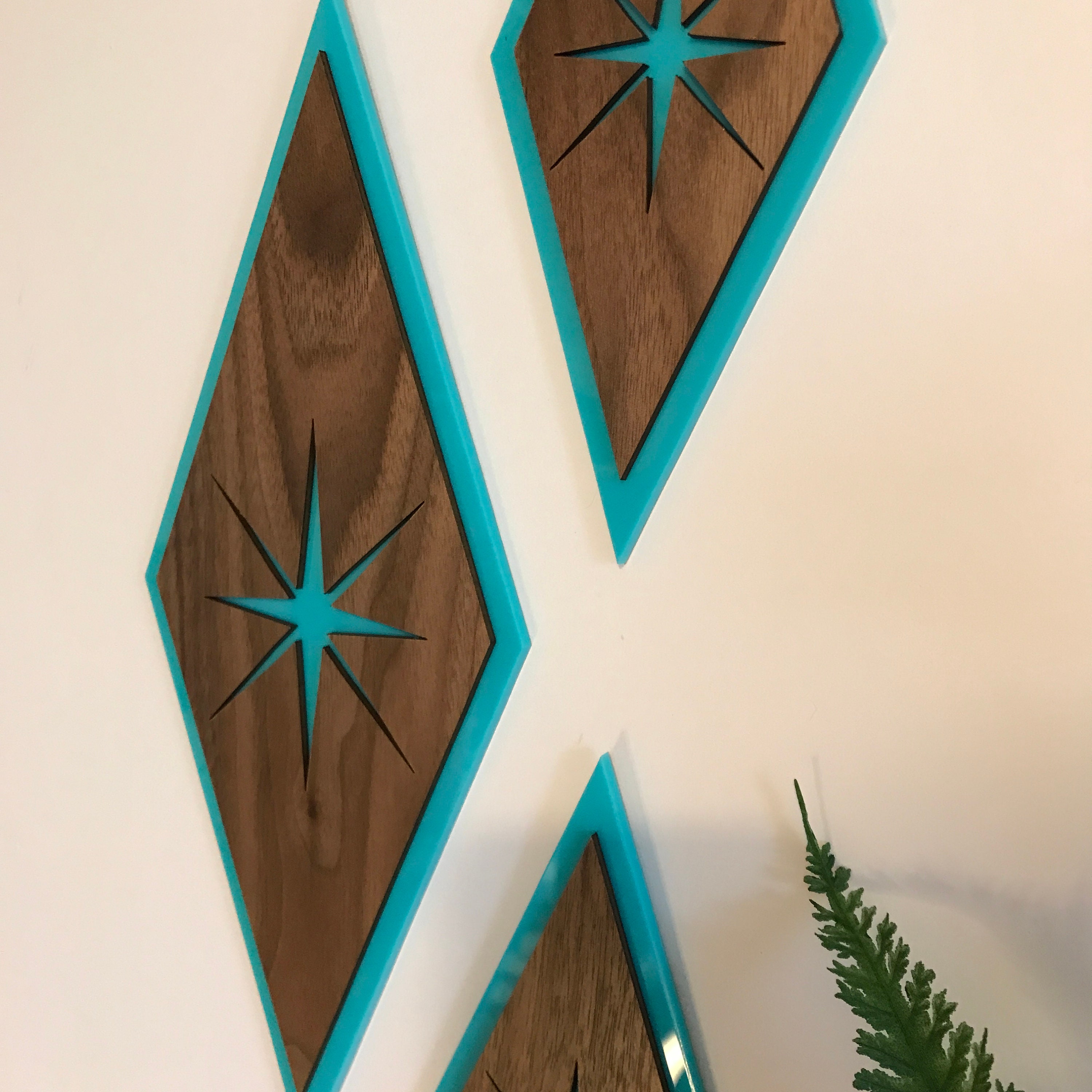 MCM Diamonds Wall Decor Set (turquoise), Mid-century Modern, MCM, Mid ...