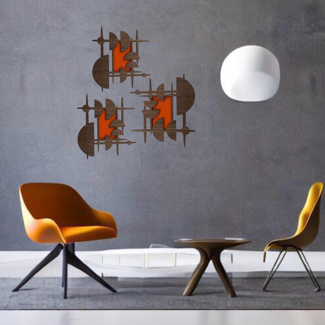 MCM Inspired 3 Pc. Wall Art Set, Mcm, Mid-century Modern, Mcm Art, Mcm ...
