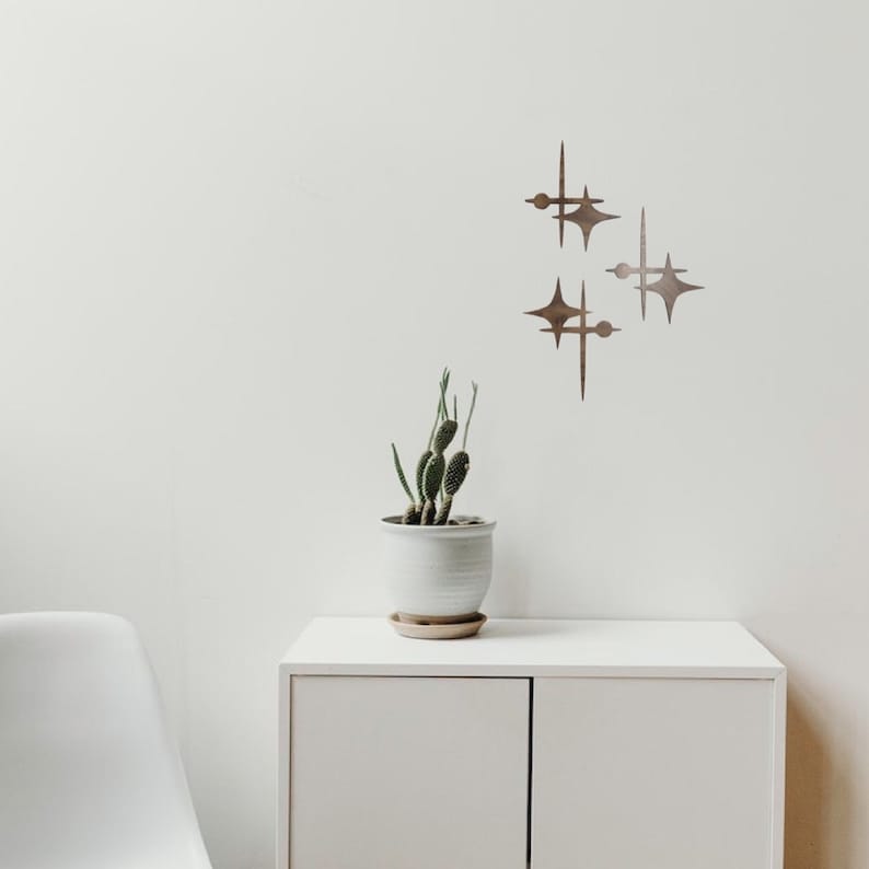 Mid-century Moden Wood Wall Art Set (3), Mcm Decor, Mid Century ...