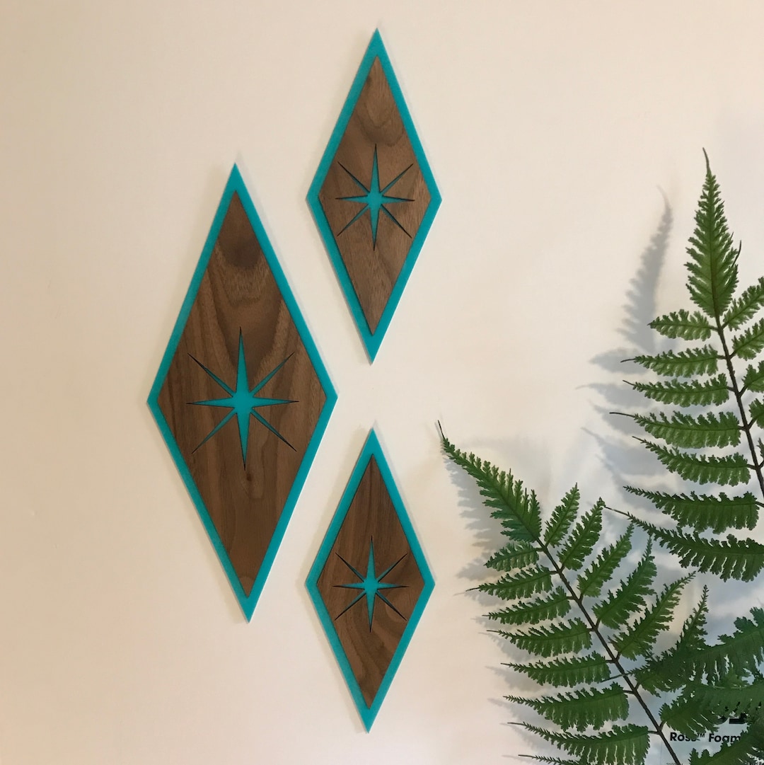 MCM Diamonds Wall Decor Set (turquoise), Mid-century Modern, MCM, Mid ...