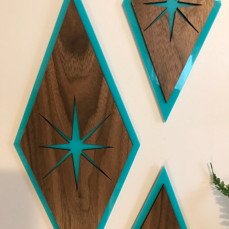 MCM Diamonds Wall Decor Set (turquoise), Mid-century Modern, MCM, Mid ...