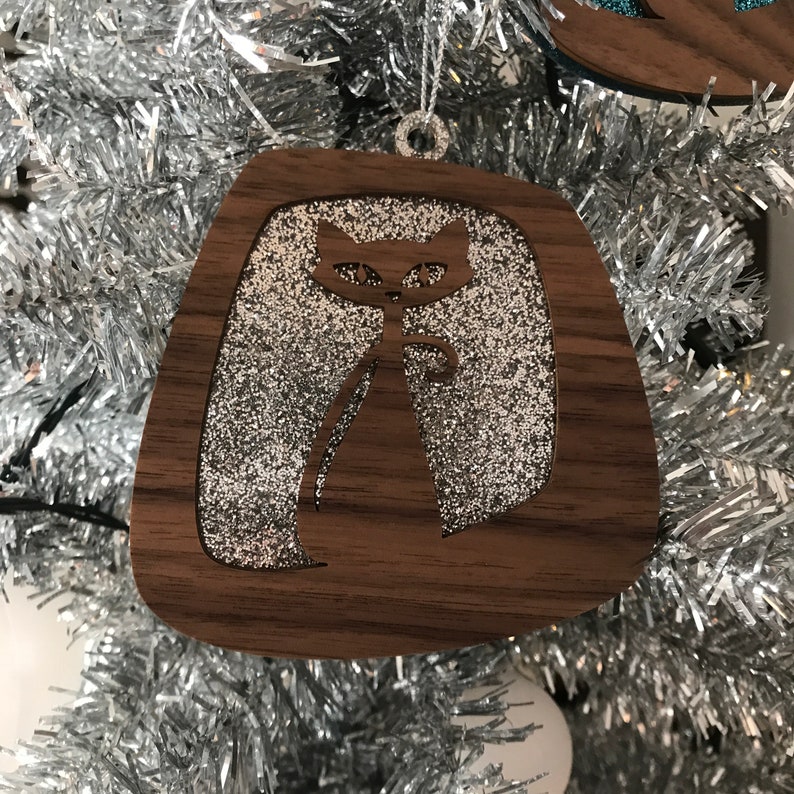 Atomic Cat Christmas Ornament Set Mid-century Modern Atomic - Etsy