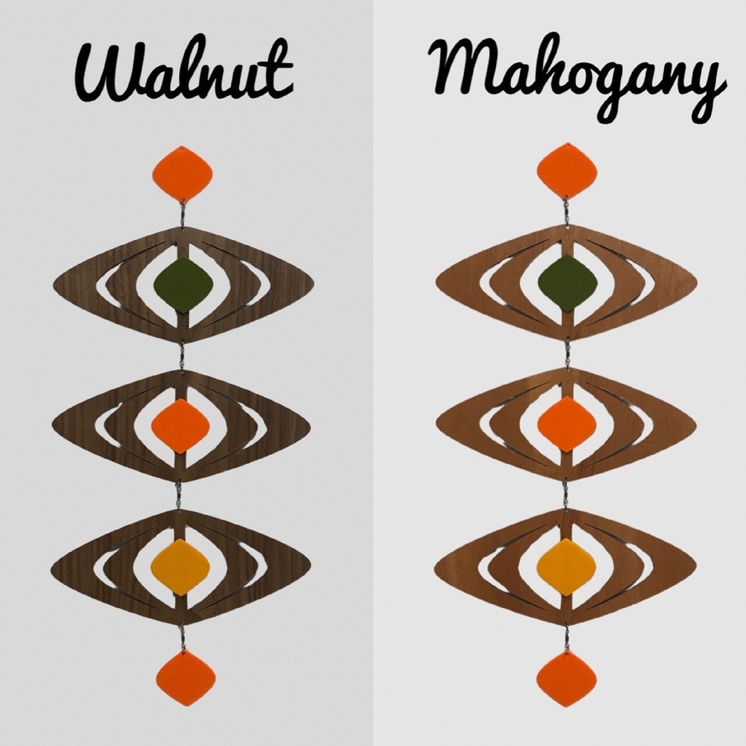 MCM Lanterns Mobile - Walnut or Mahogany, Mid-century Modern Mobile ...