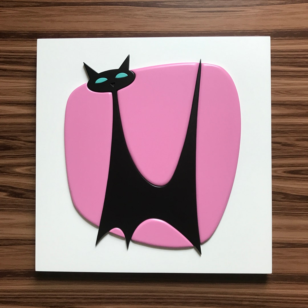MCM Atomic Cat Pink or Turquoise, Atomic Cat, Mid-century Modern, MCM ...