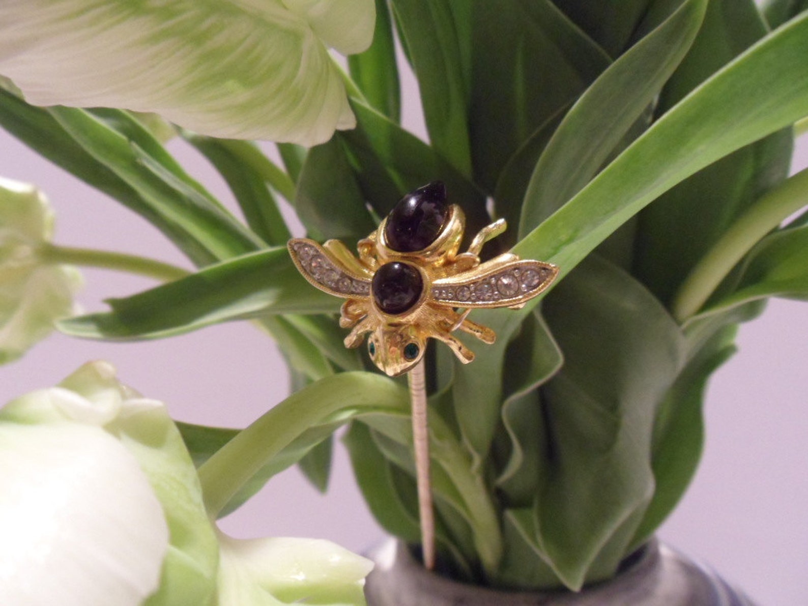 Floral Jewelry Stick - Bee With Rhinestone Wings Black Body - Etsy