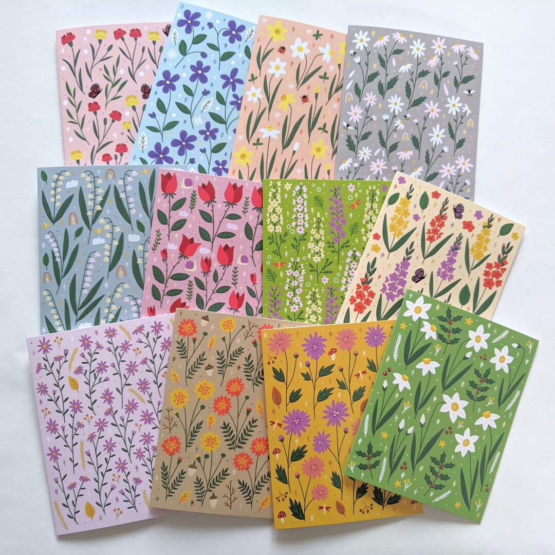 Birth Flower Card | Birth Month Card - Etsy