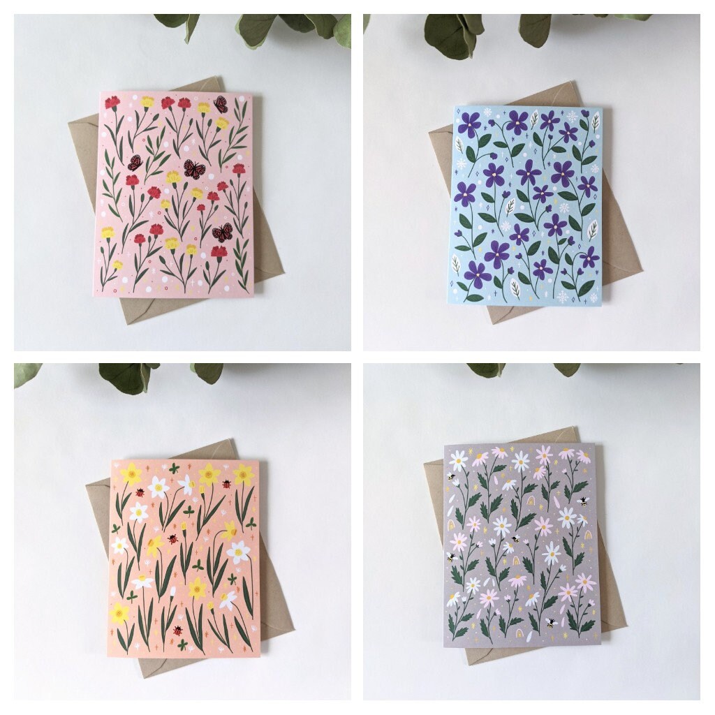 Birth Flower Card | Birth Month Card - Etsy