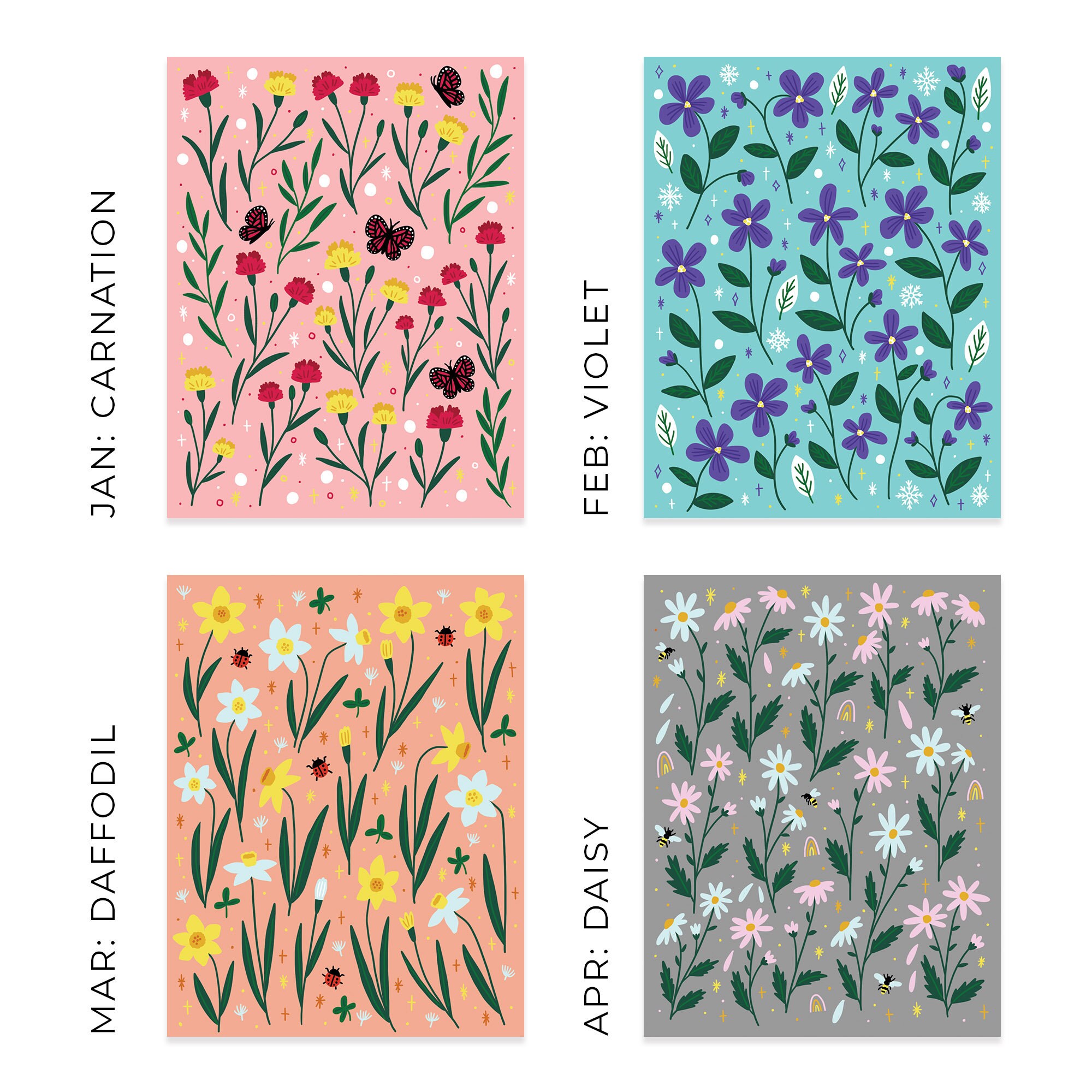 Birth Flower Card | Birth Month Card - Etsy