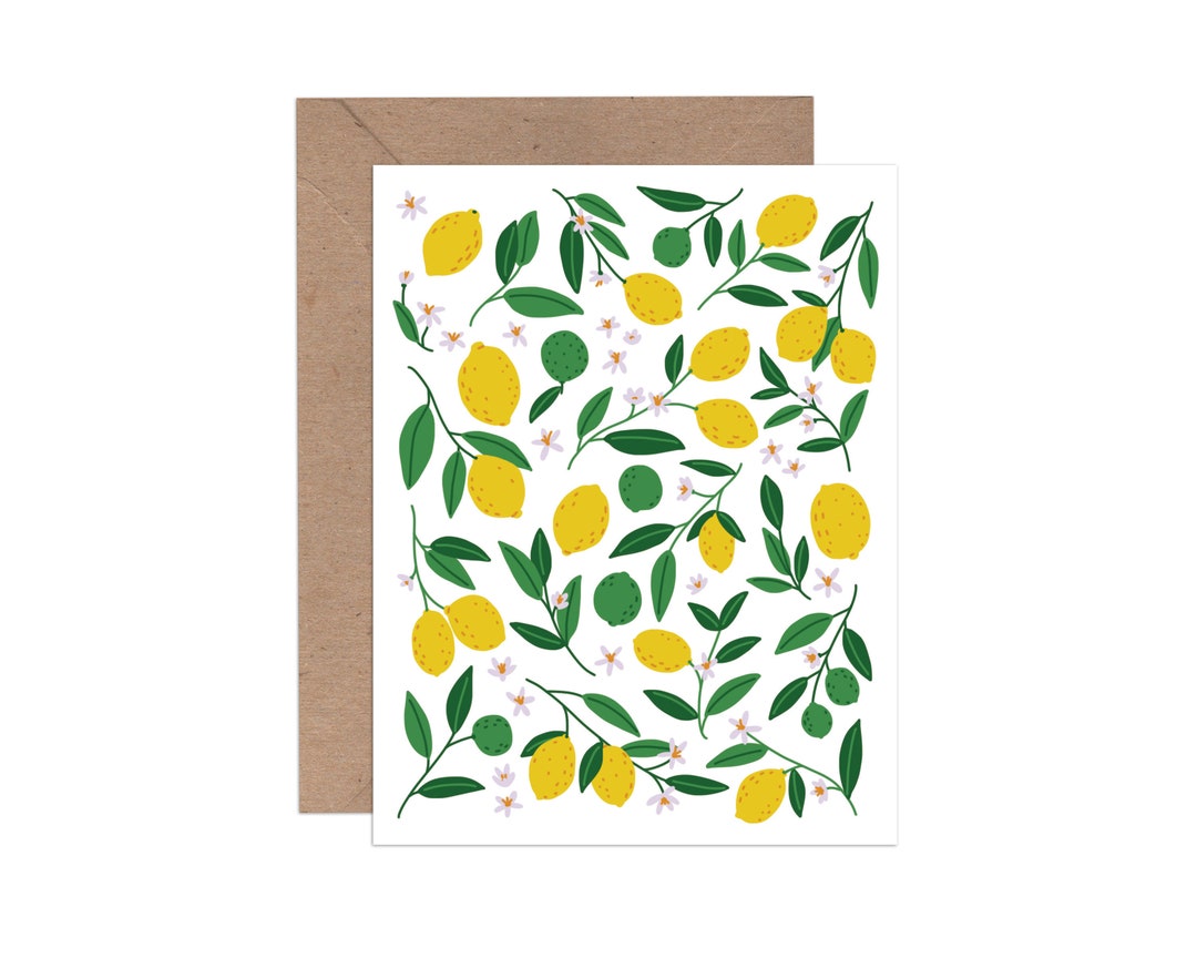 Blank Card - Lemon Pattern - Etsy