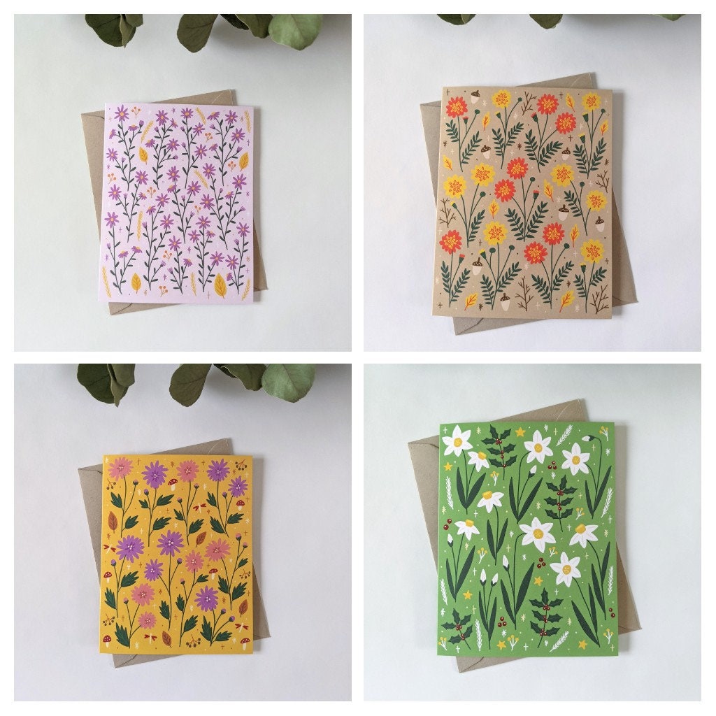 Birth Flower Card | Birth Month Card - Etsy