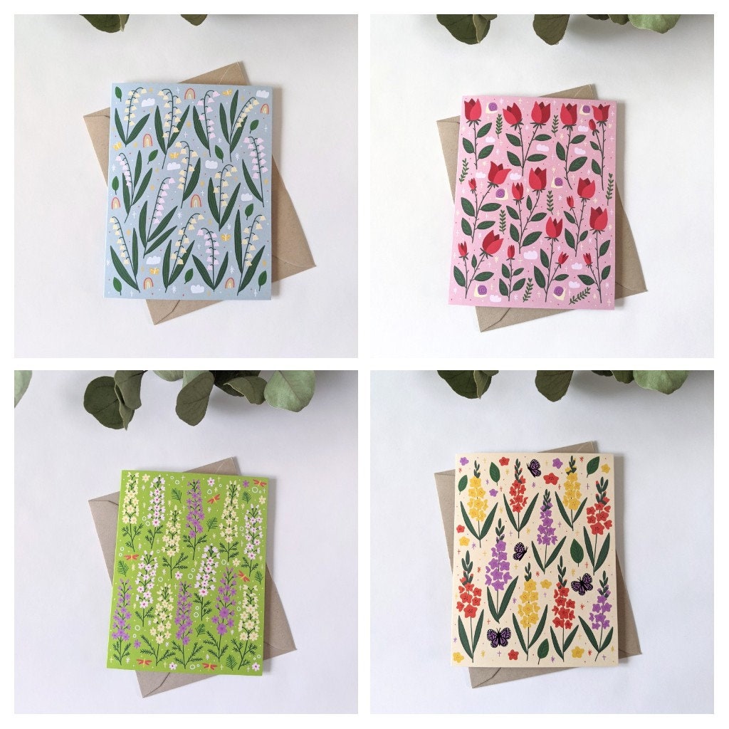 Birth Flower Card | Birth Month Card - Etsy