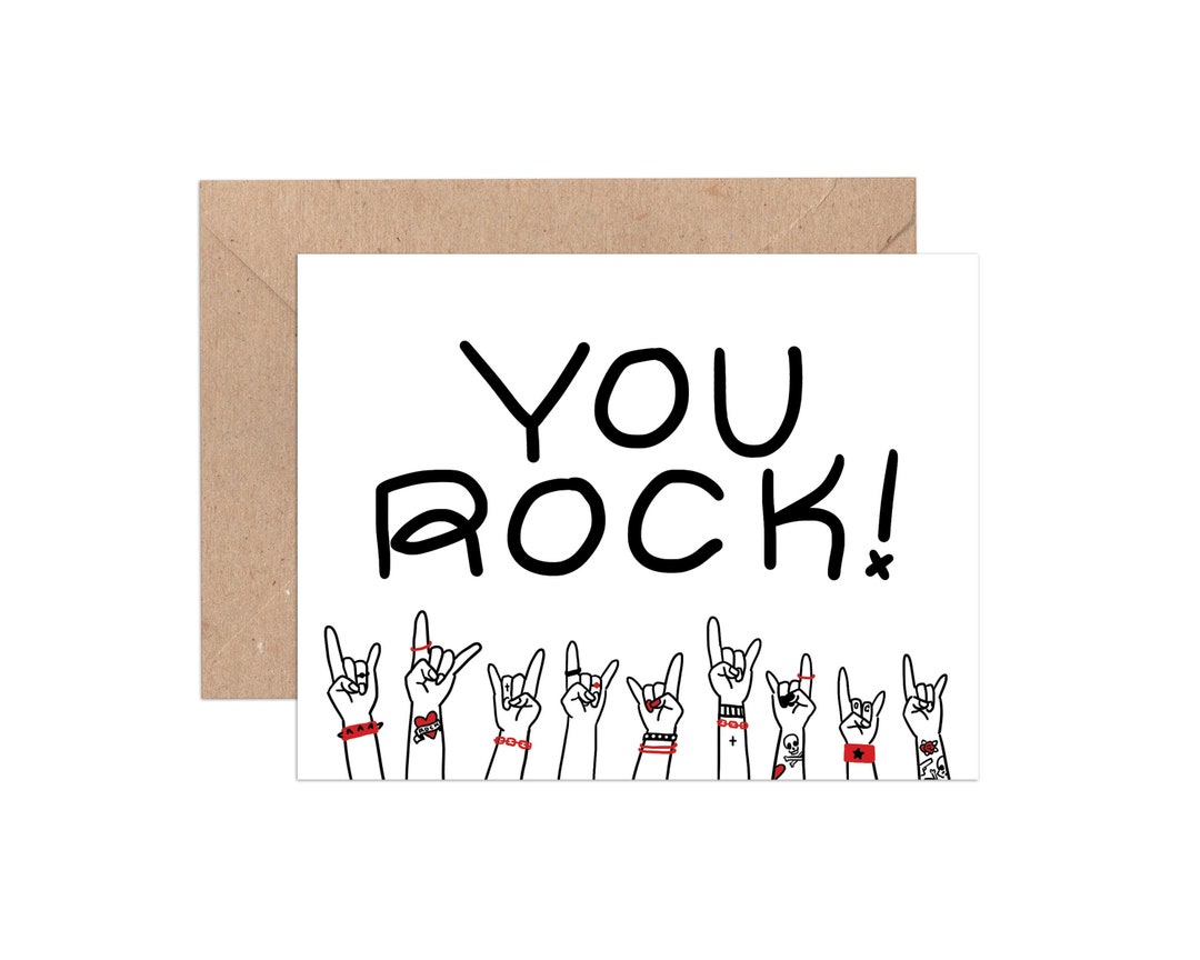 Greeting Card You Rock - Etsy