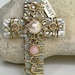 Beaded Cross Necklace/large Pink Pearl & Crystal Beaded Cross Necklace ...