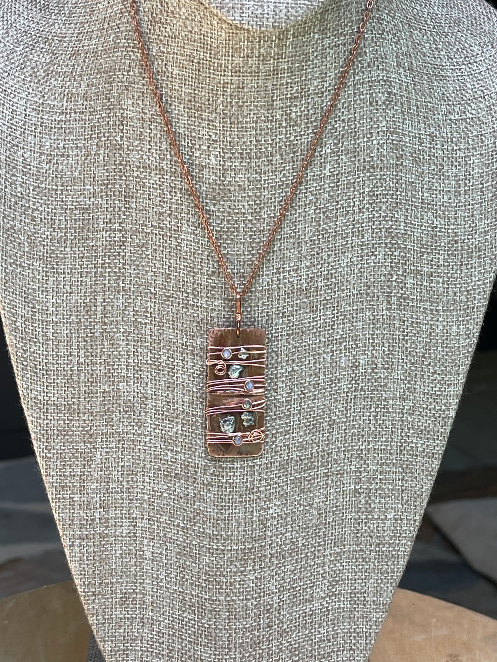 Copper Pendant Necklace/decorative Copper Necklace/beaded Necklace ...