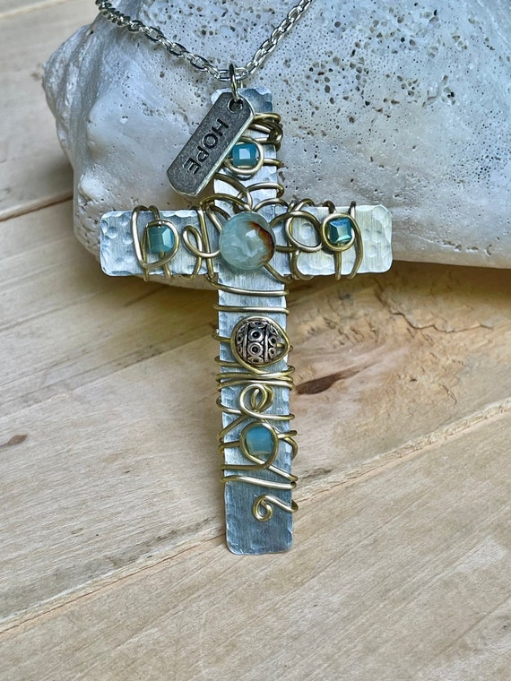 Beaded Cross Necklace/decorative Cross Necklace /christian | Etsy