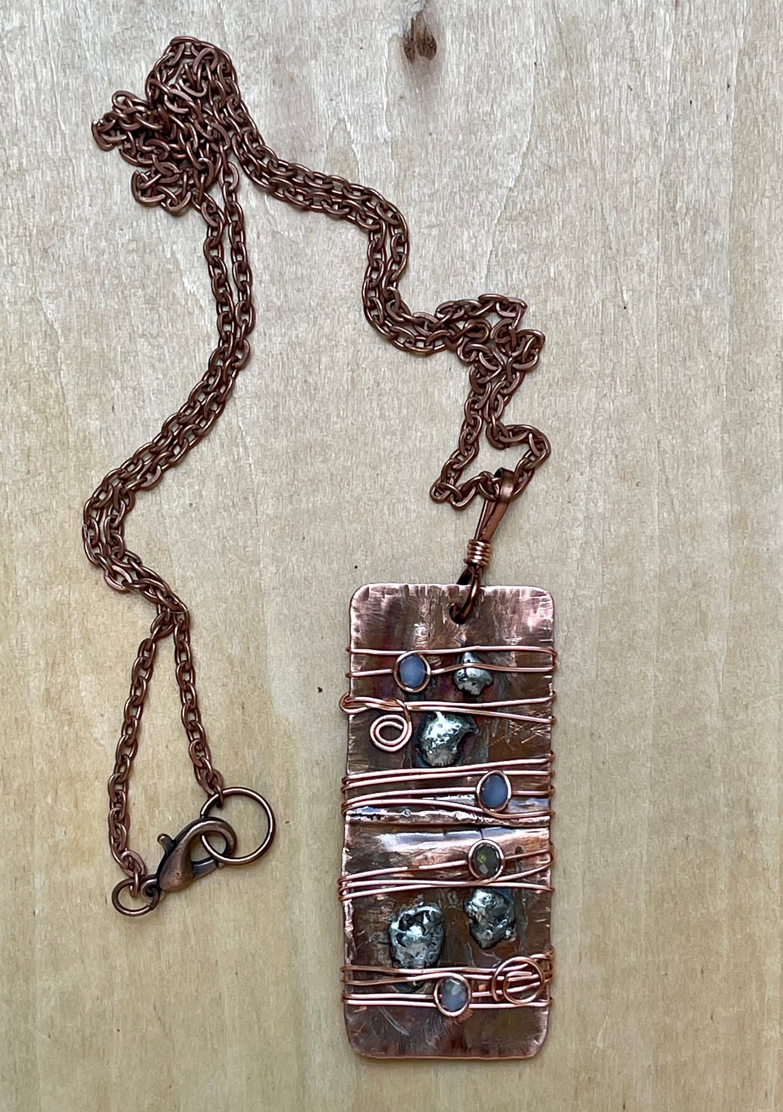Copper Pendant Necklace/decorative Copper Necklace/beaded Necklace ...