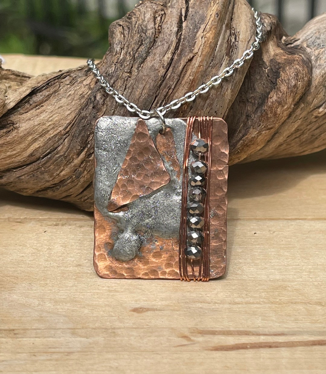 Copper Pendant Necklace/beaded Necklace/crystal Necklace/wire Wrap ...