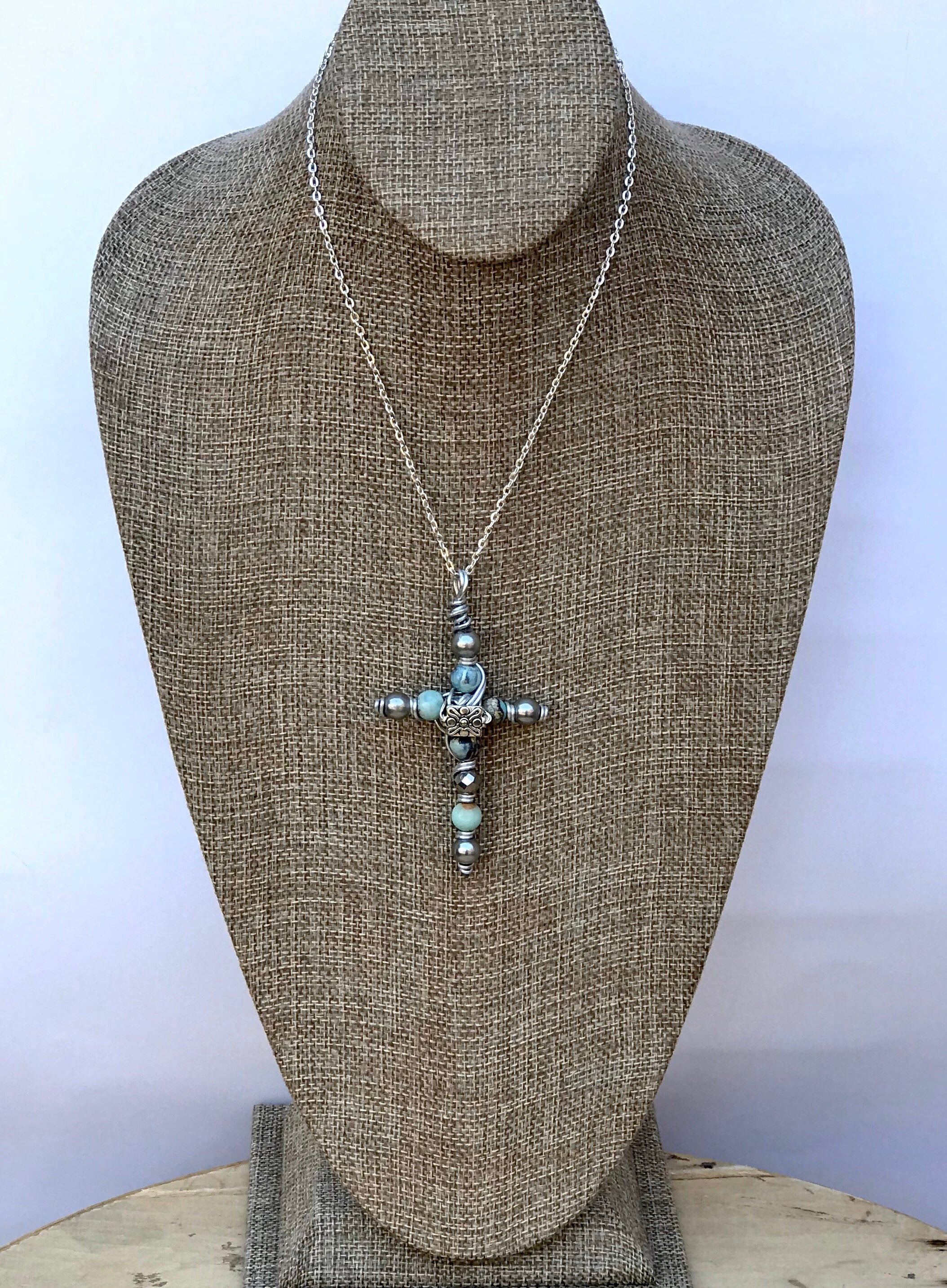 Cross Necklace/Beaded Cross Necklace/Decorative | Etsy