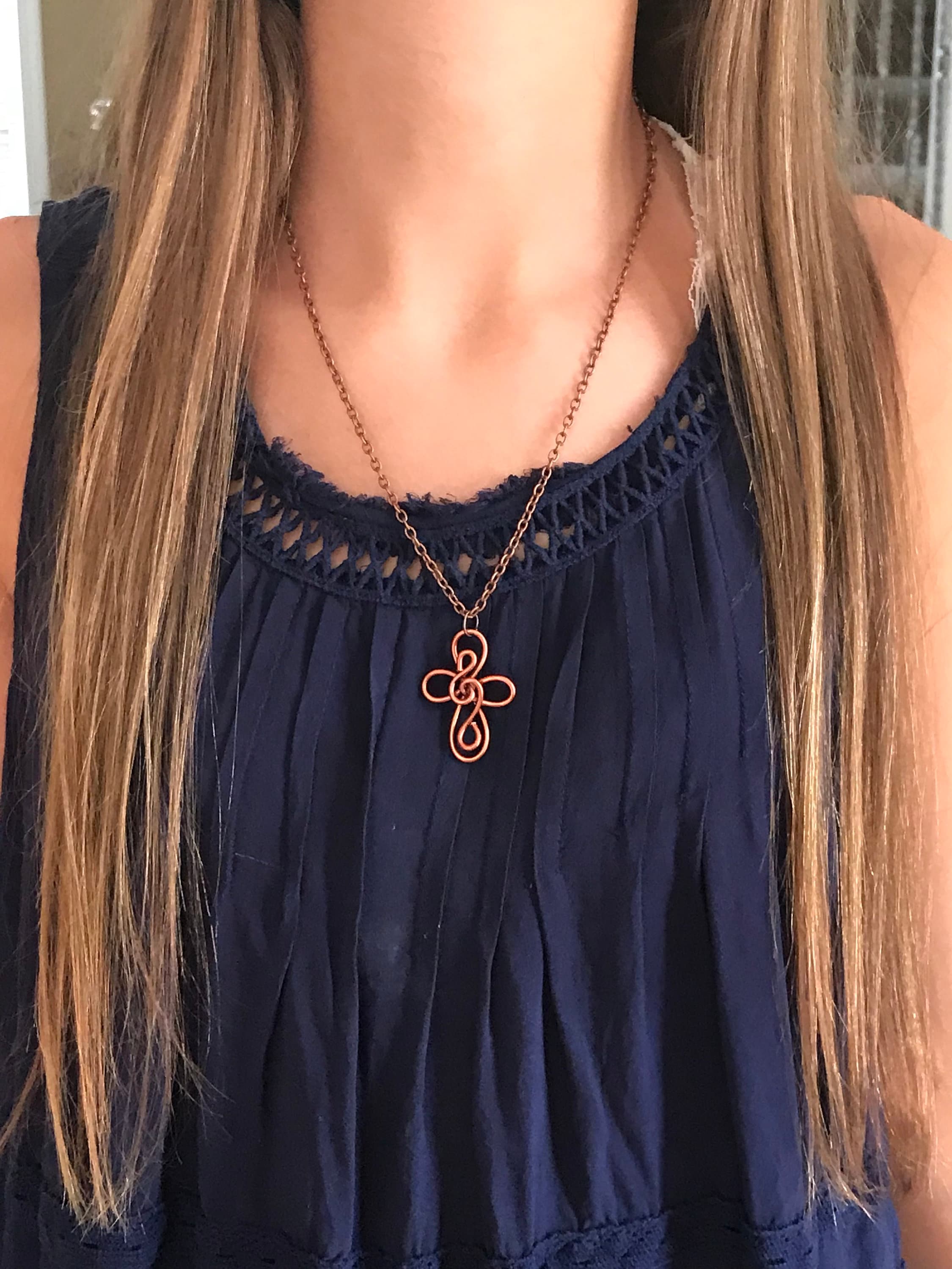 Cross Necklace/Copper Cross Necklace/Small Cross/ Copper | Etsy