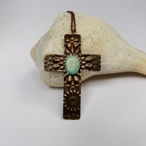 Large Turquoise Cross Necklace - Etsy