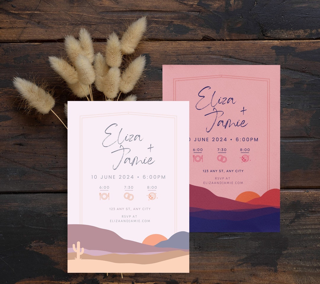 Desert Wedding Invitations and Save the Dates | Boho Minimalistic ...