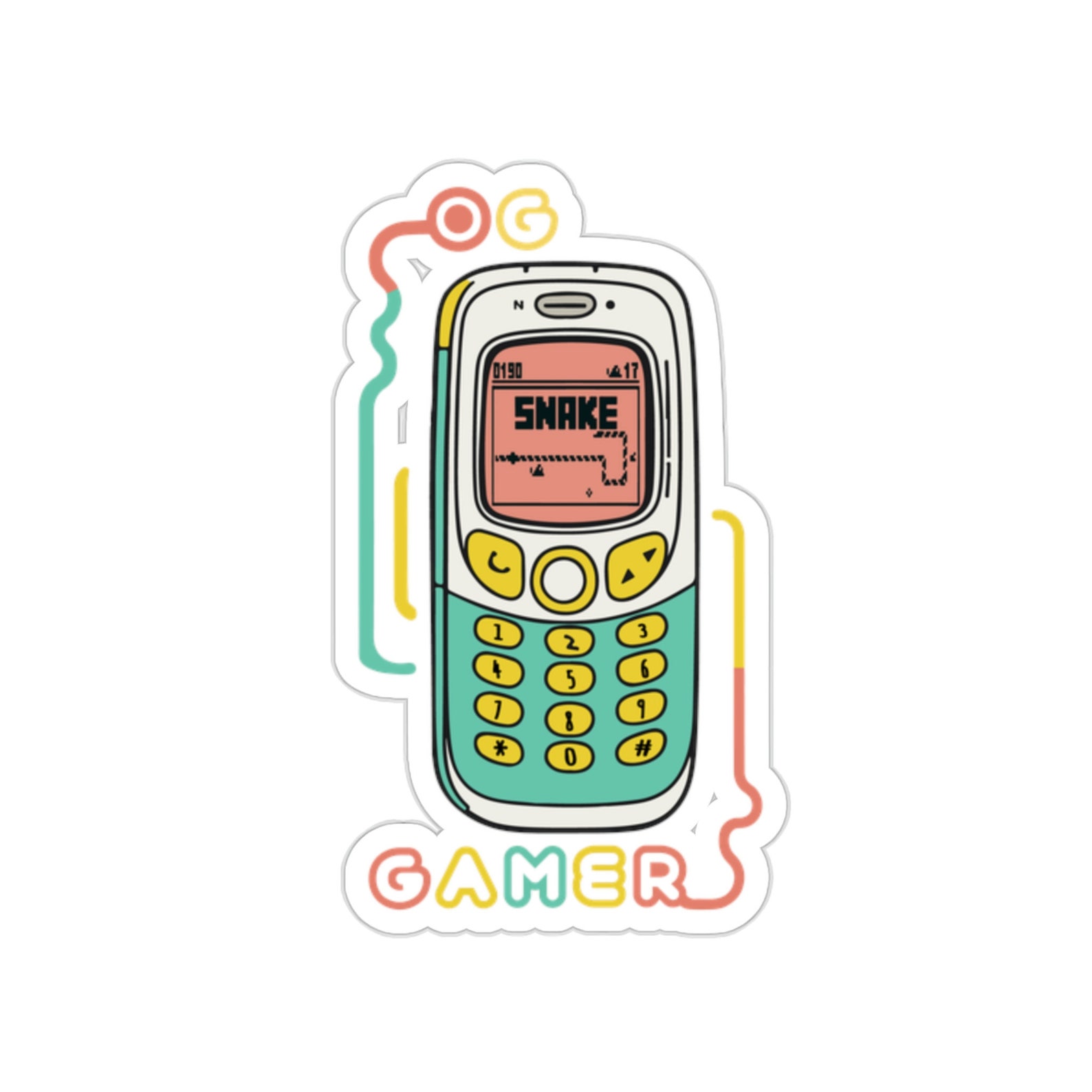 90s Nostalgia Nokia Cell Phone Snake Game Transparent or White Vinyl ...