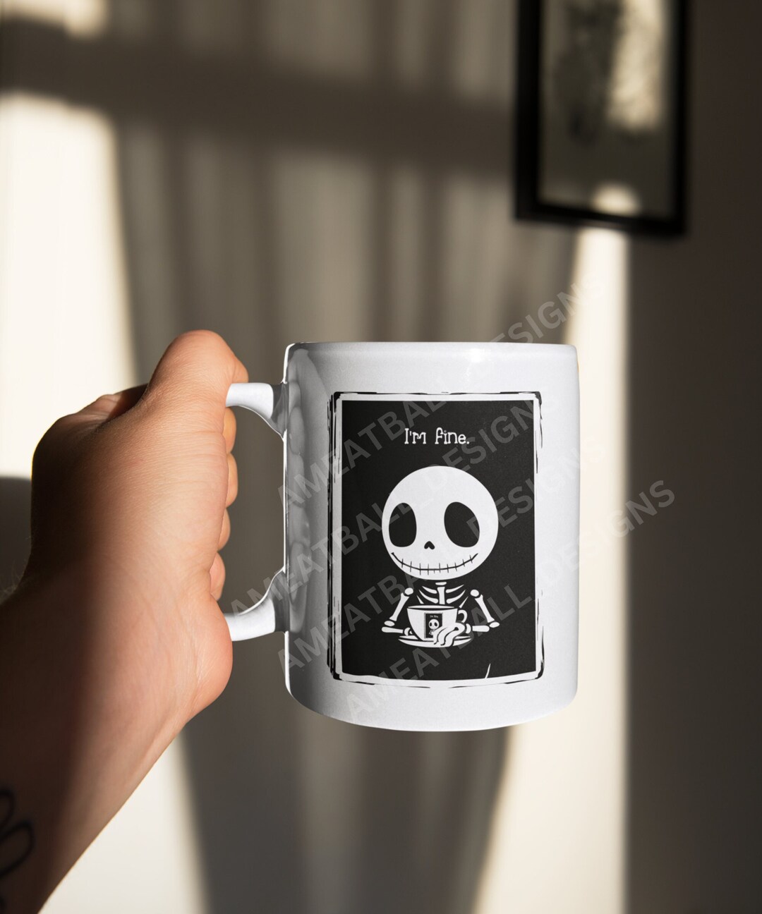 Whimsigoth Skeleton Mug Dead Inside Sarcastic Funny Gift Coffee Cup ...