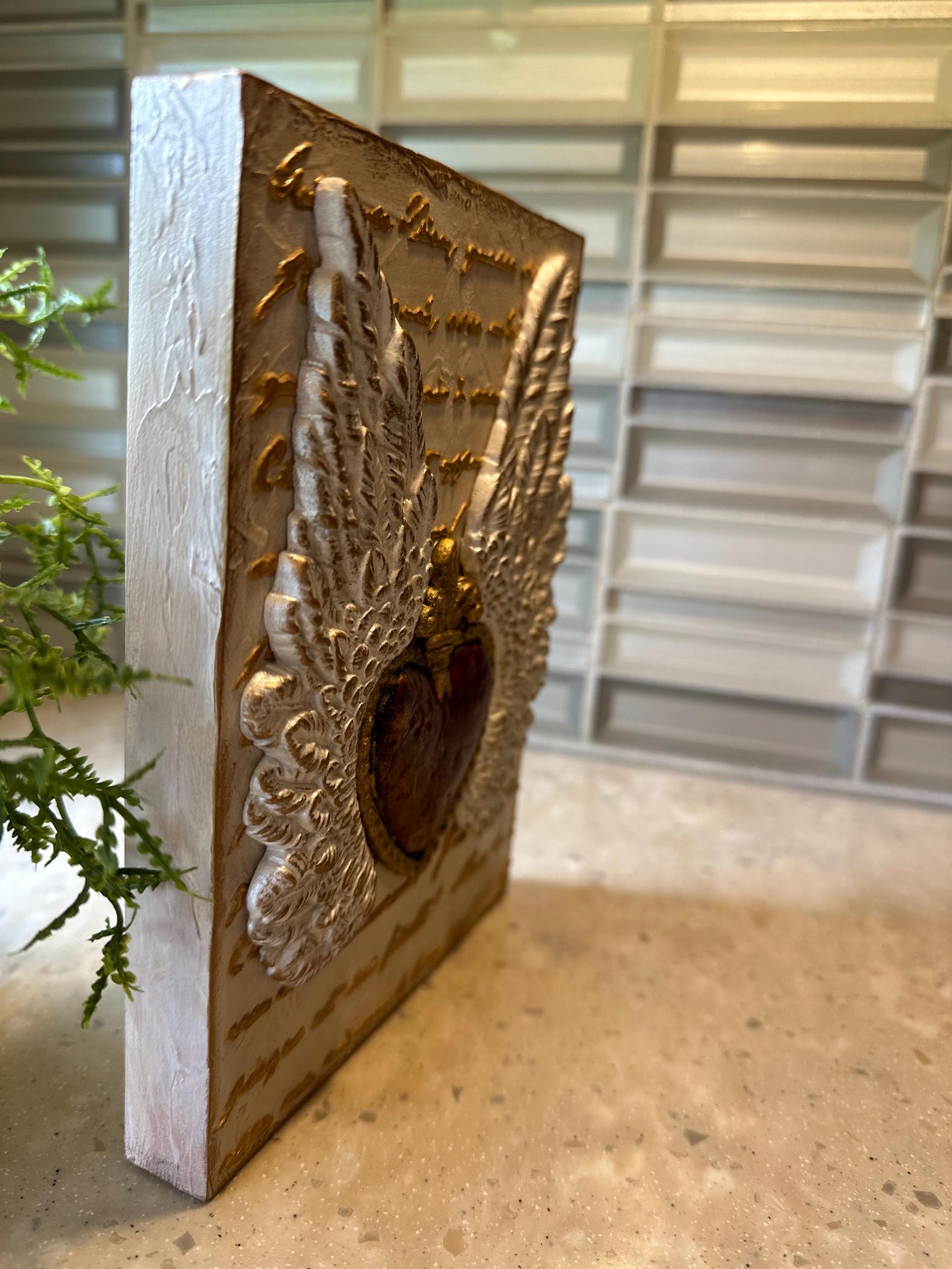 Handcrafted Memory Tile Wall Plaque: Red, Gold, and Clay Detail - Etsy