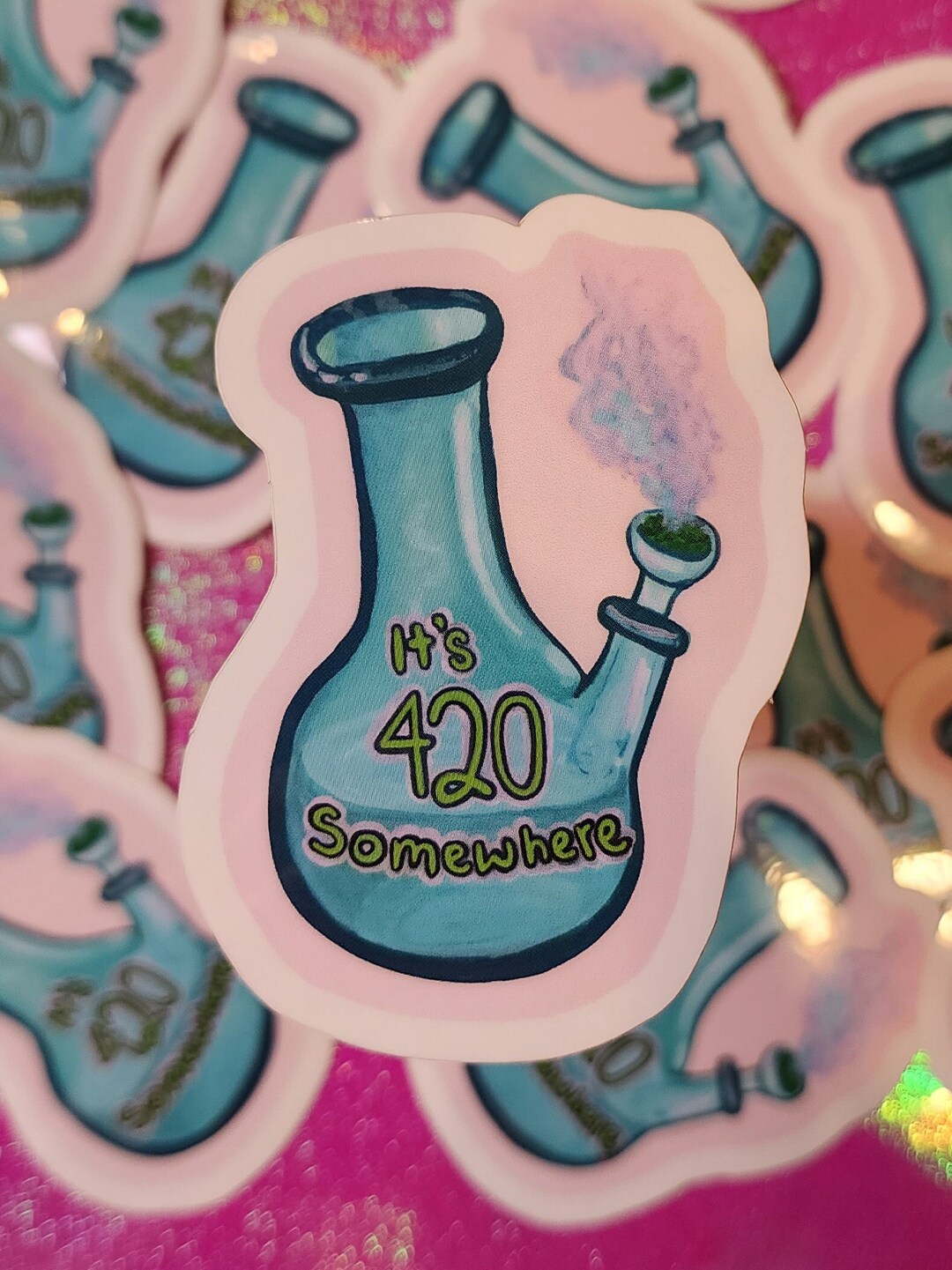 It's 420 Somewhere Bong Sticker, stoner Art, Stoner Sticker, Marijuana ...