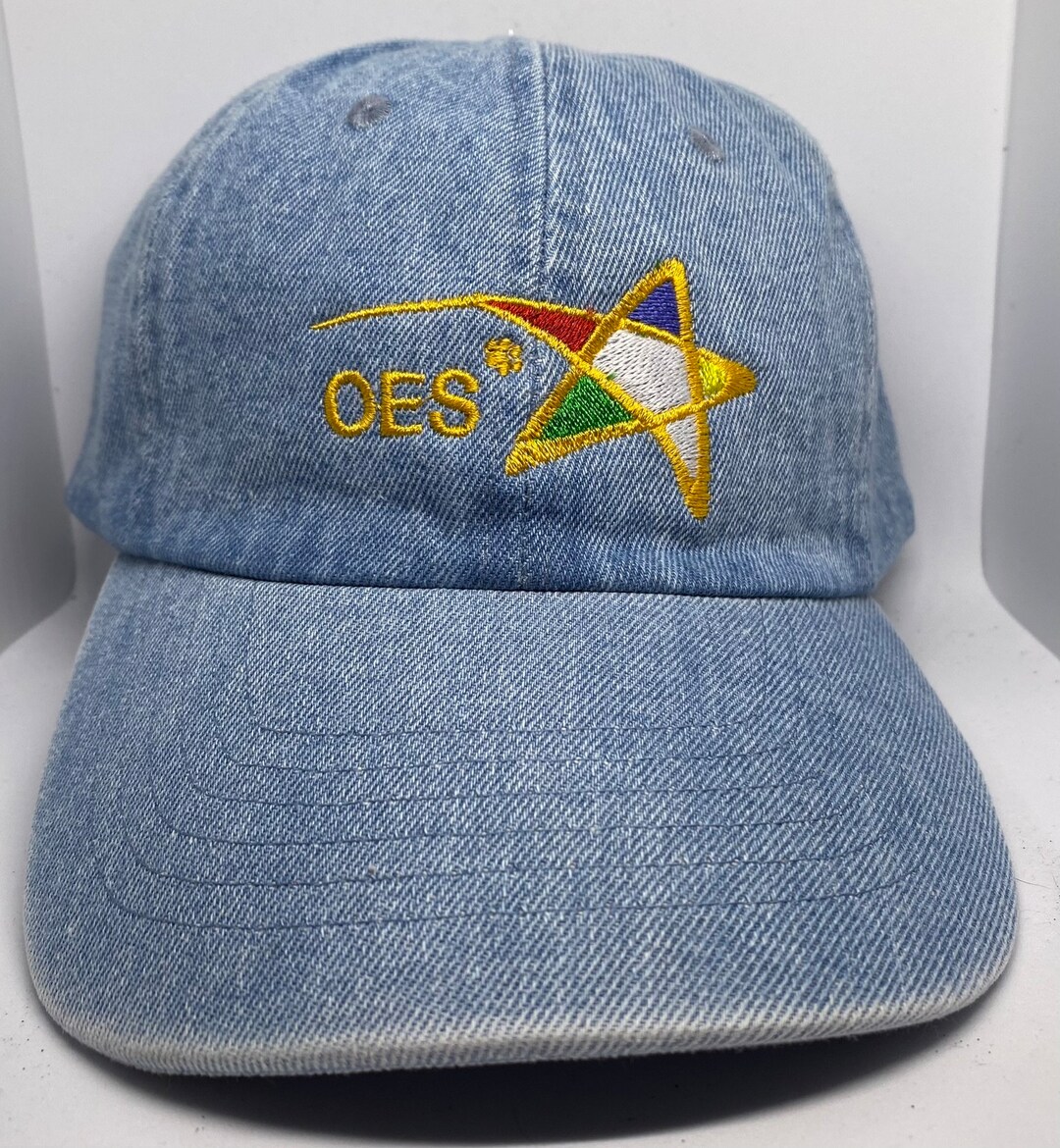 Order of the Eastern Star Light Blue Denim Baseball Cap - Embroidered ...