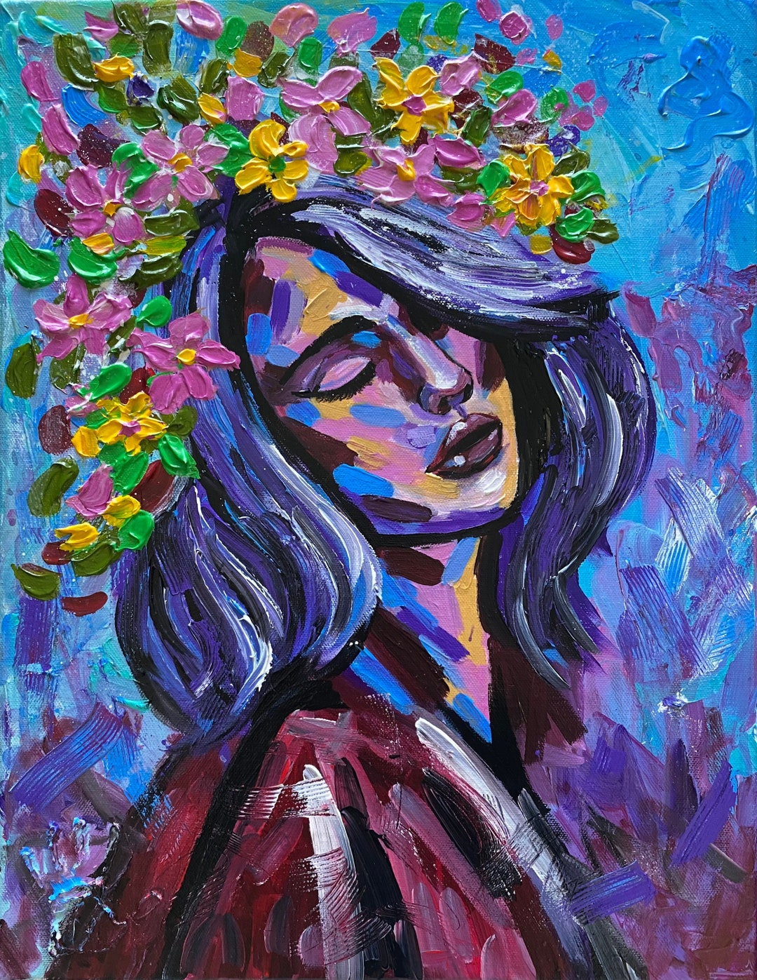 Art Prints Slavic Beauty Portraits Painting, Female Face Profile Blm ...