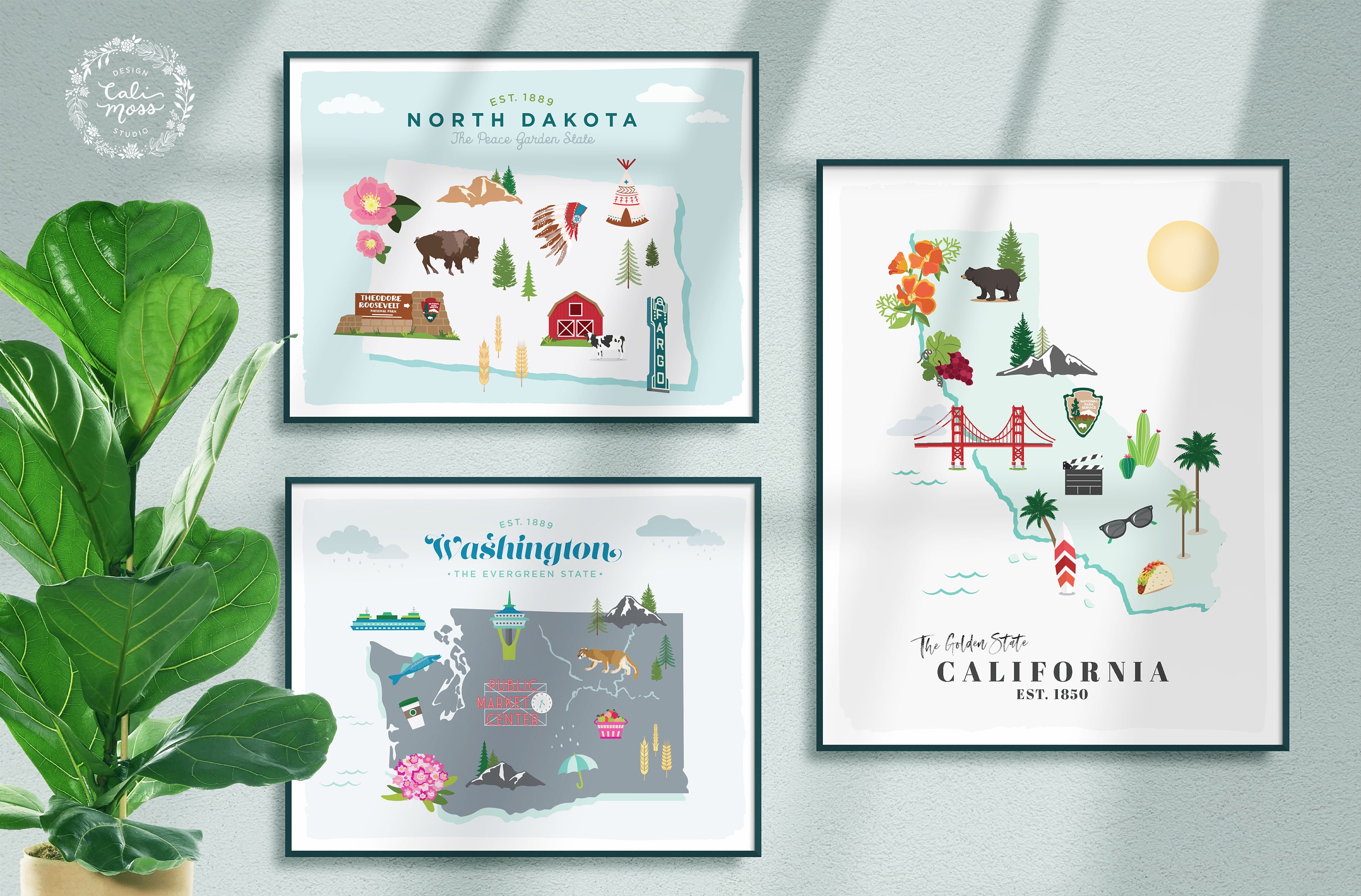 California State Art Print California Wall Art Home State - Etsy