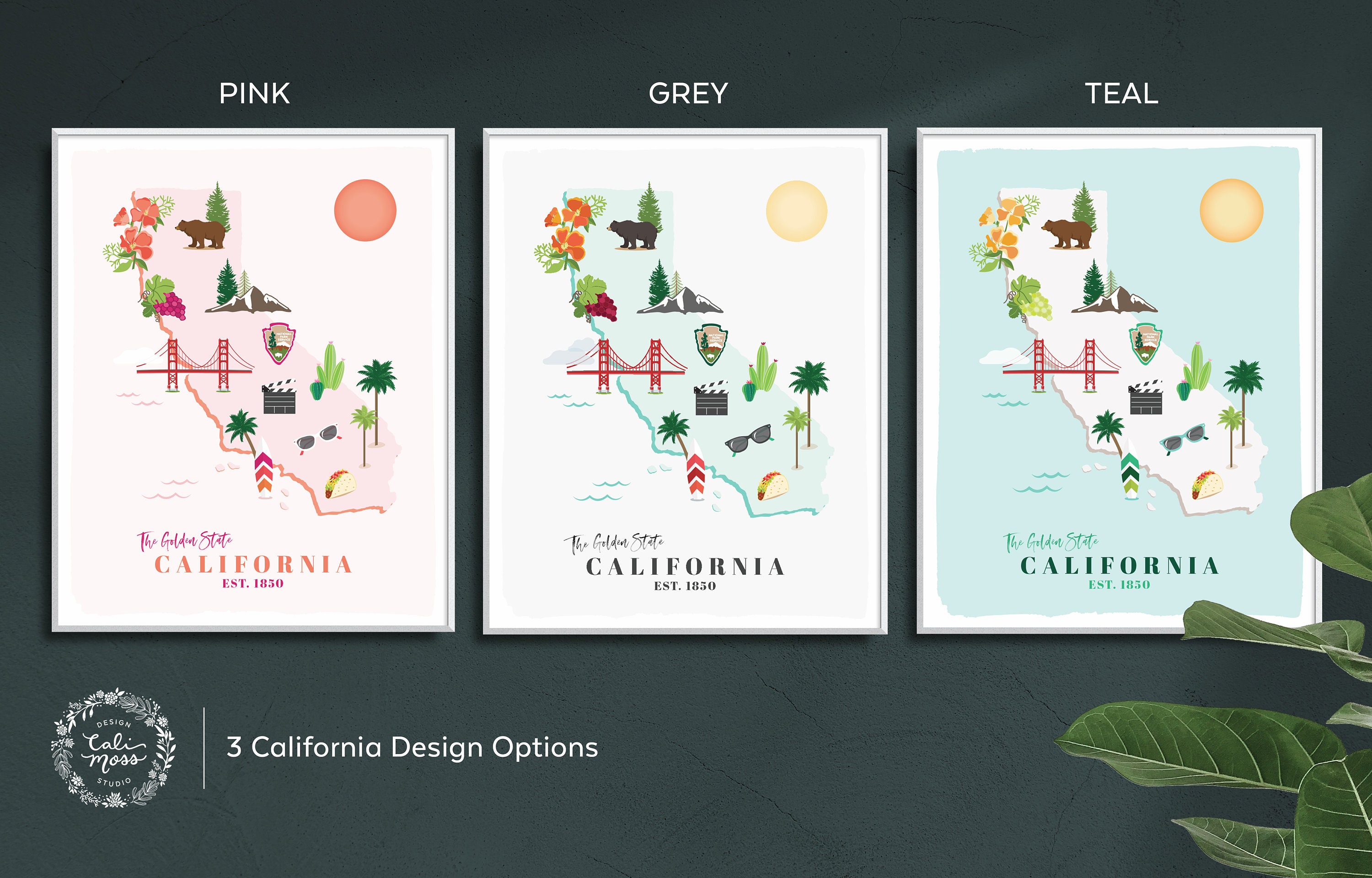 California State Art Print California Wall Art Home State - Etsy