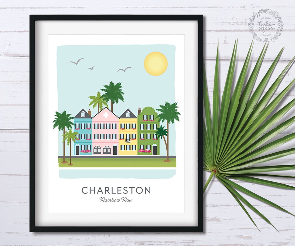 Charleston South Carolina Wall Art Rainbow Row Art Print City Print ...