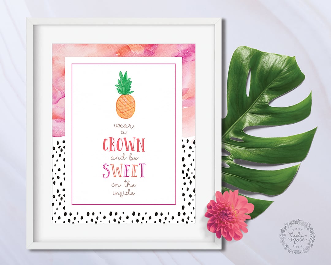 Tropical Art Prints Set: Watercolor Pineapple, Flamingo Nursery Decor ...